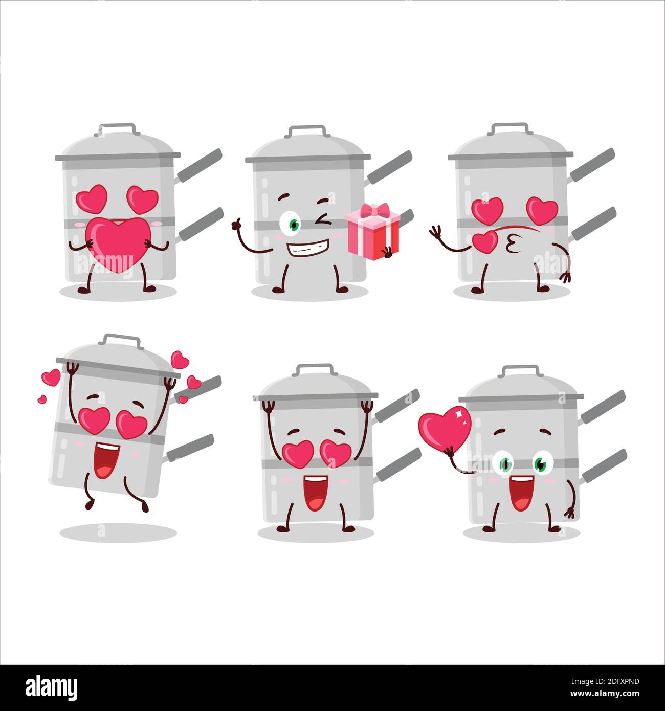 Double boiler cartoon character with love cute emoticon. Vector ...