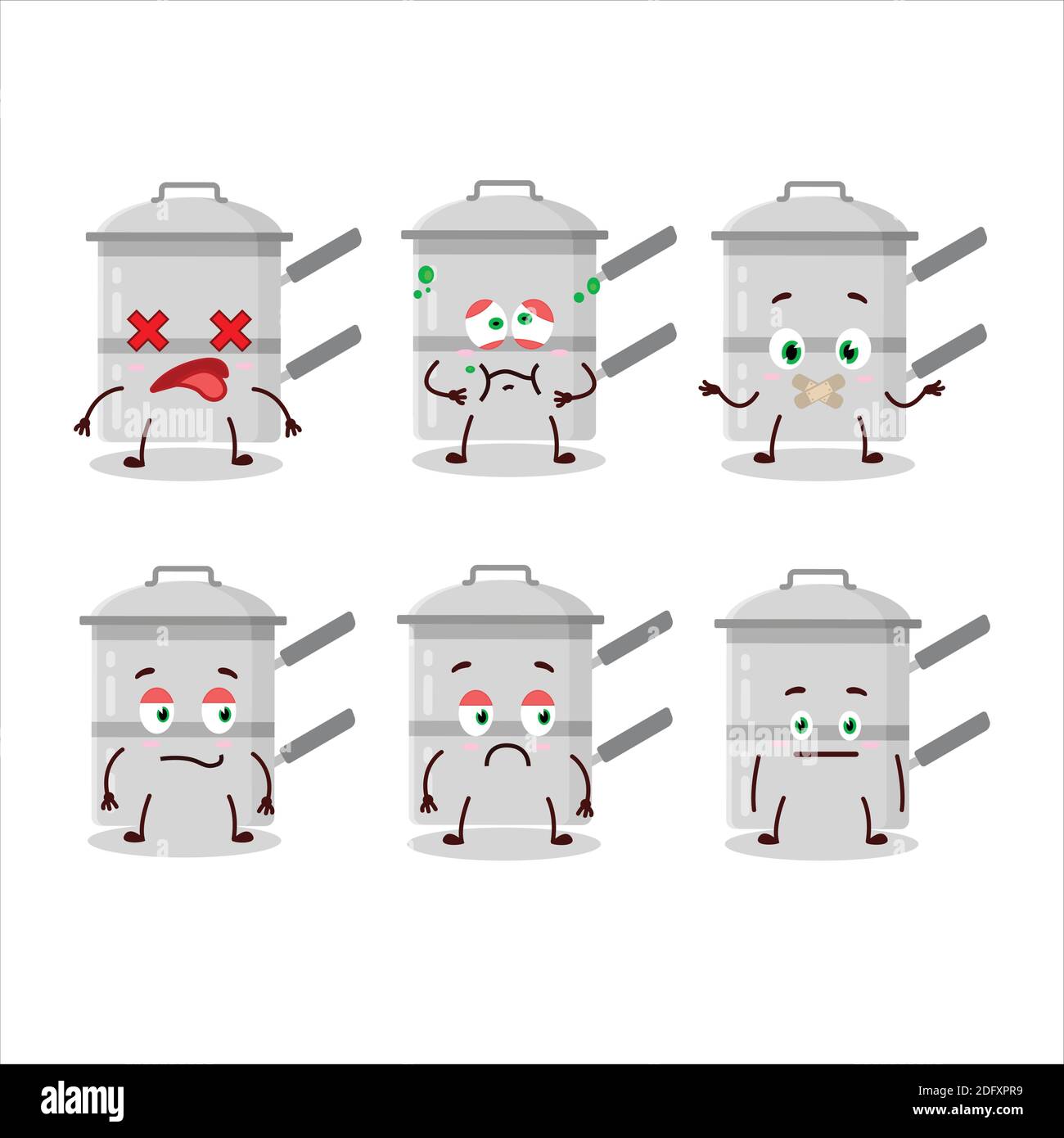 Double boiler cartoon character with nope expression. Vector ...