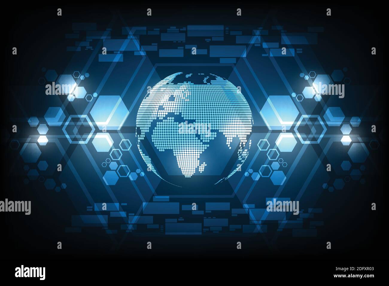 Digital world of the future on dark blue background Stock Vector Image ...