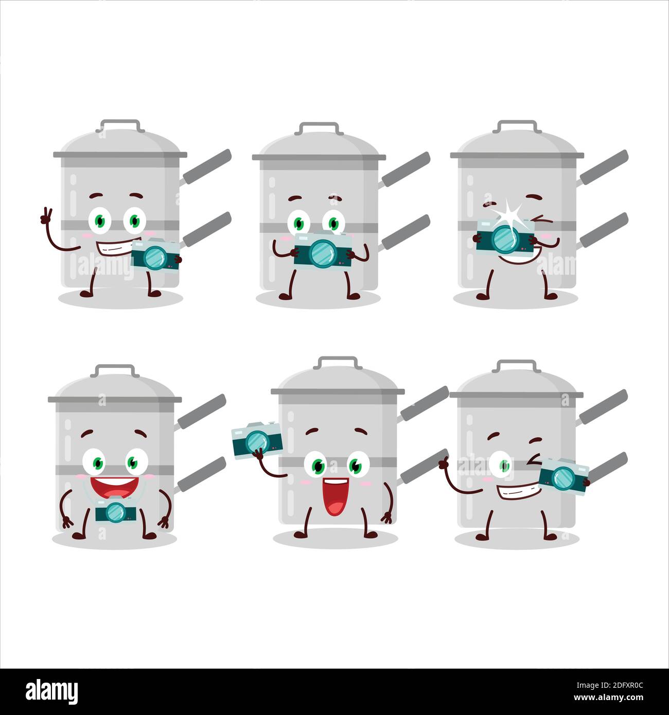 Photographer profession emoticon with double boiler cartoon character ...