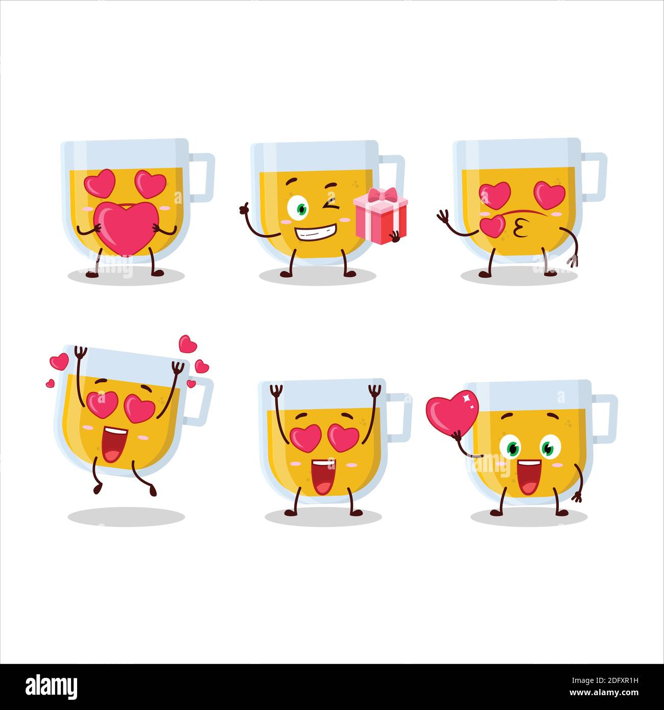 Cup of lemon tea cartoon character with love cute emoticon. Vector ...