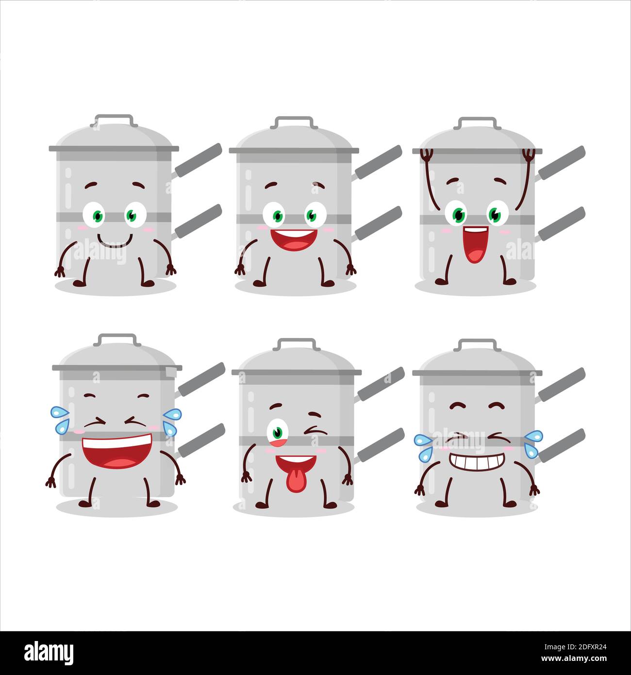 Cartoon character of double boiler with smile expression. Vector ...