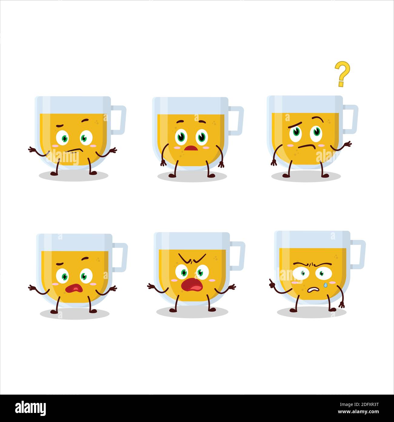 Cartoon character of cup of lemon tea with what expression. Vector ...
