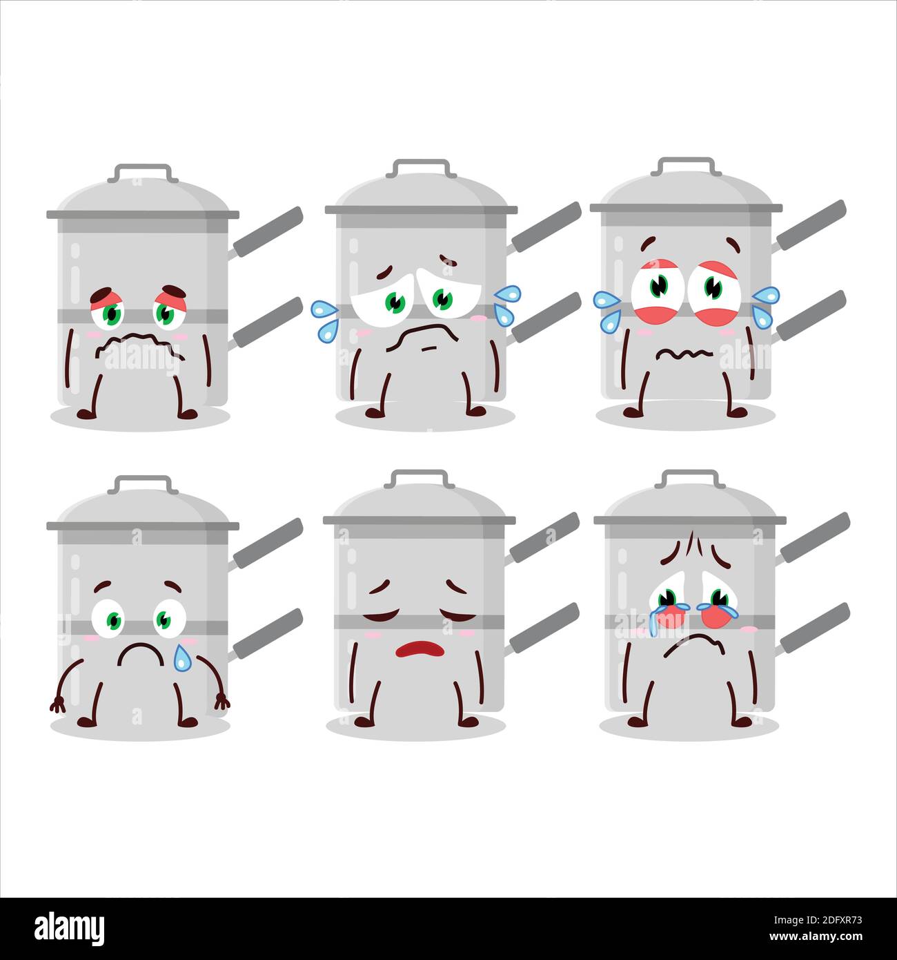 Double boiler cartoon character with sad expression. Vector ...