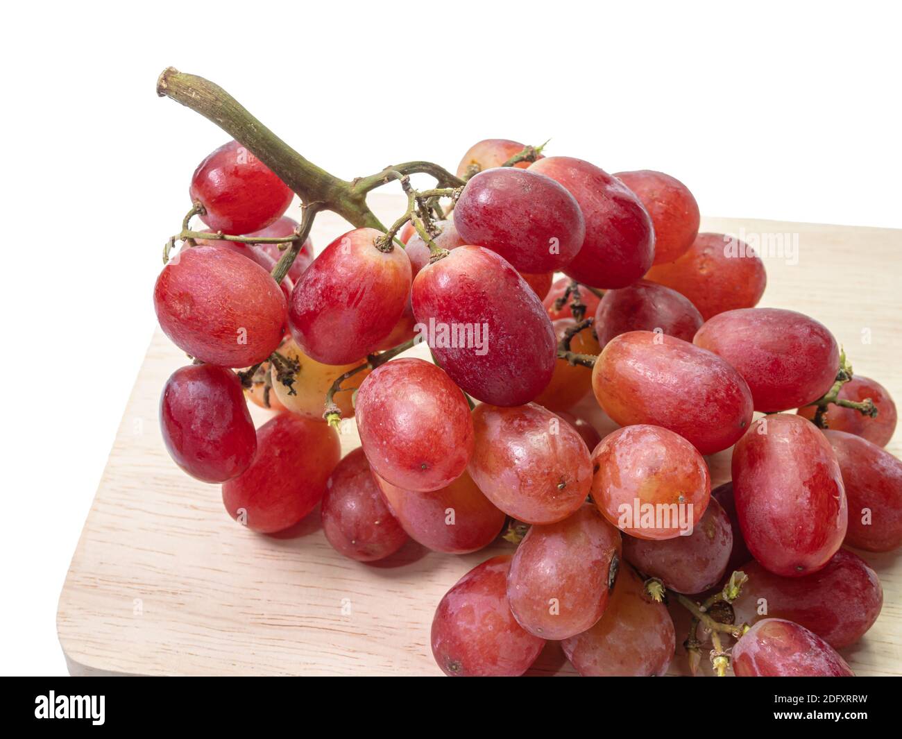 The close up of fresh red grapes organic fruit food isolated on white ...
