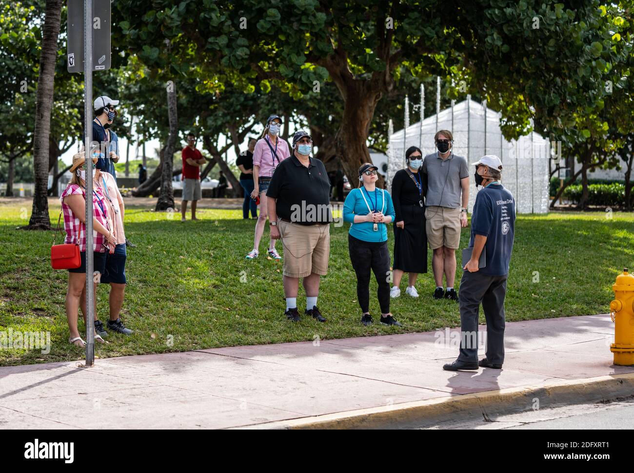 Street photography tourist group in Miami Beach Ocean Drive Stock Photo ...