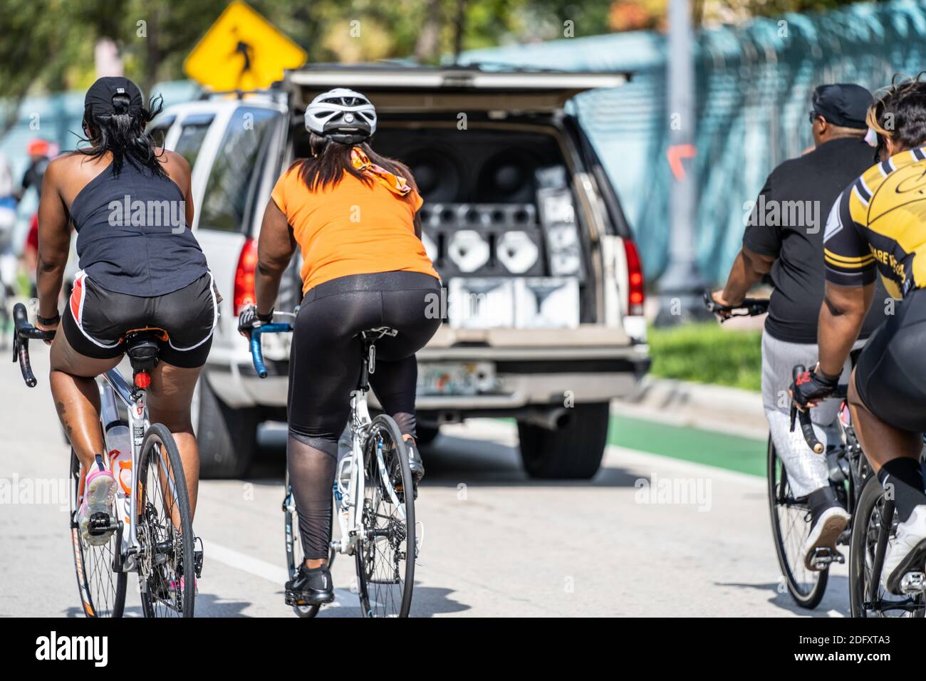 Street photography group bike ride Miami Beach Sunday Morning Stock ...