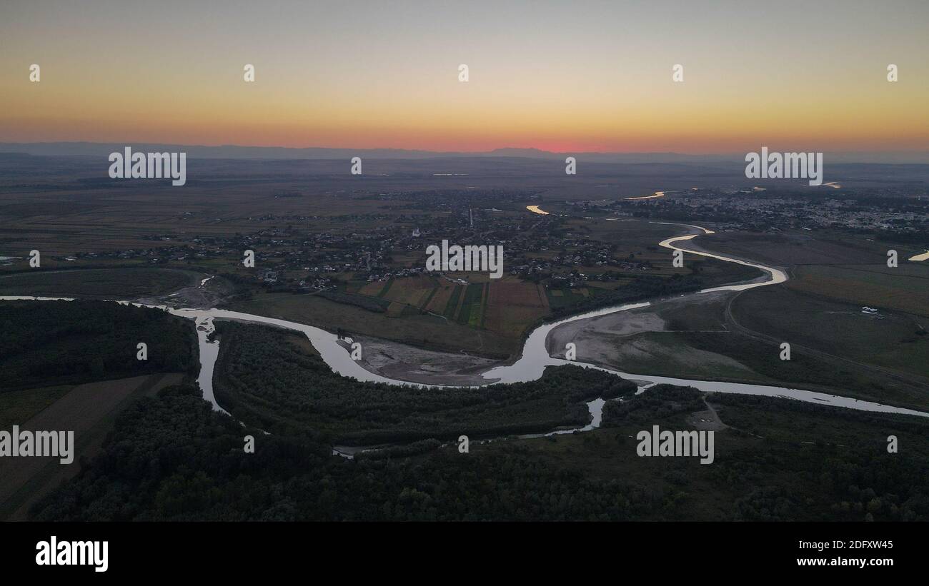Confluence of Moldova and Siret rivers in Neamt Country with Mountain ...