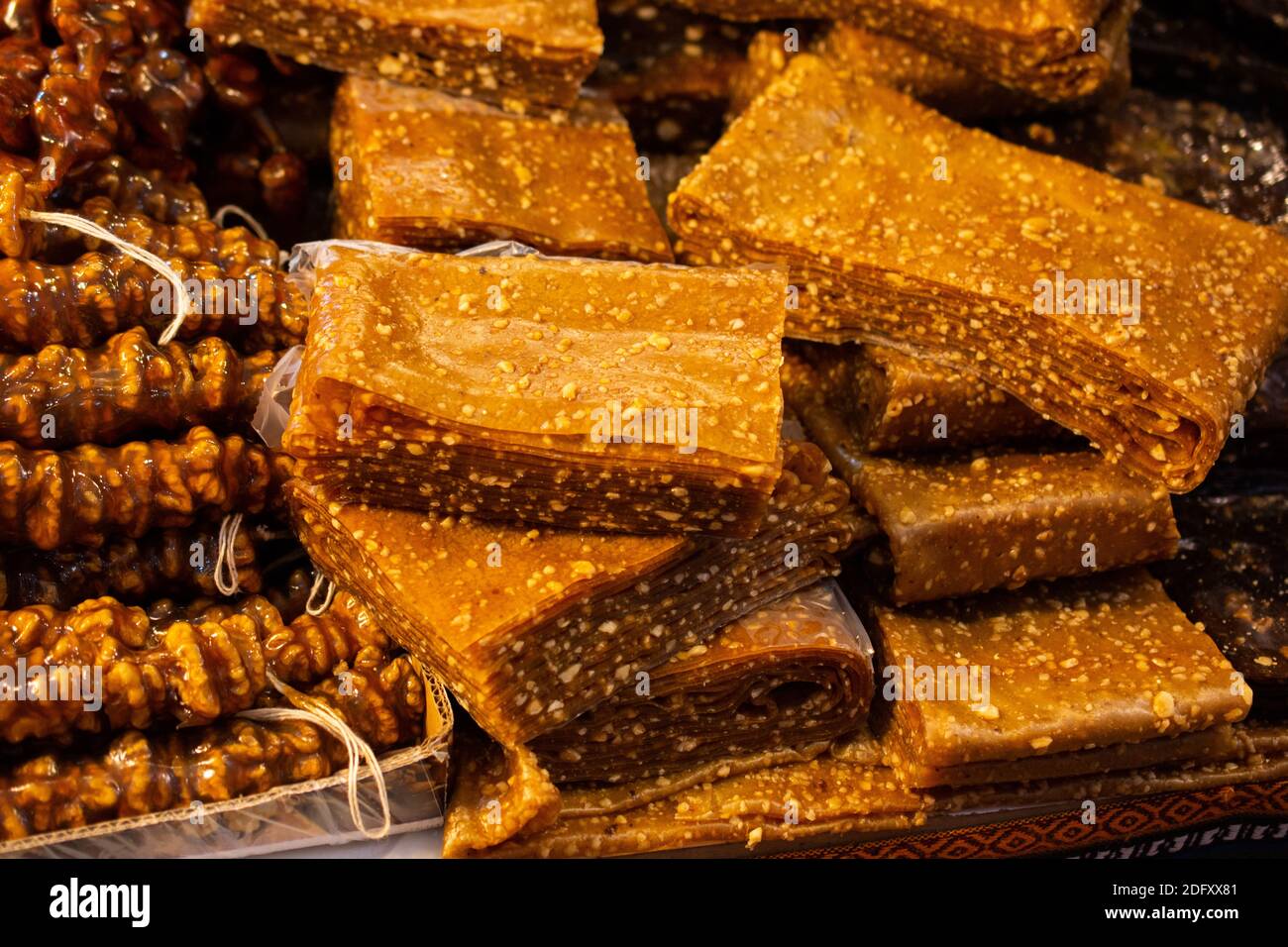 Turkish style dried fruit pulp as snack food Stock Photo - Alamy