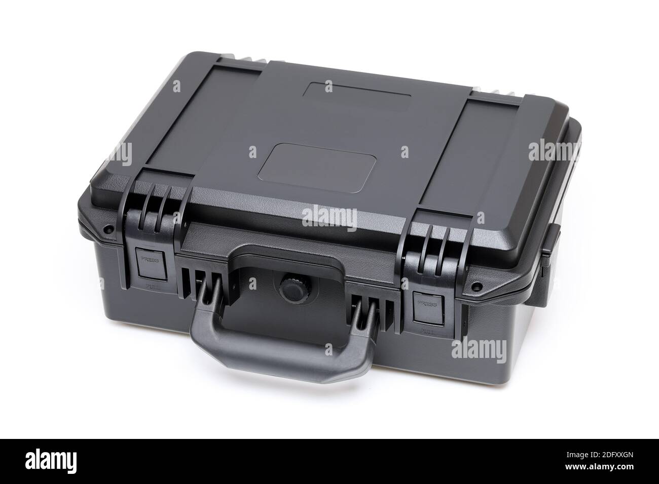 Closed black hard plastic case isolated on white background Stock Photo ...