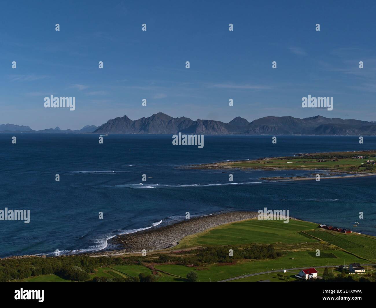 Beautiful panorama view of the northern coast of Lofoten, Norway on the ...
