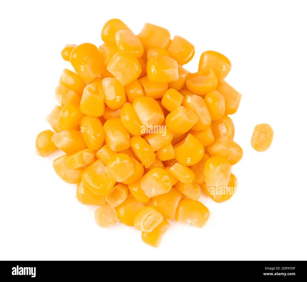 Canned sweet corn isolated on white background. Pickled corn. Top view ...