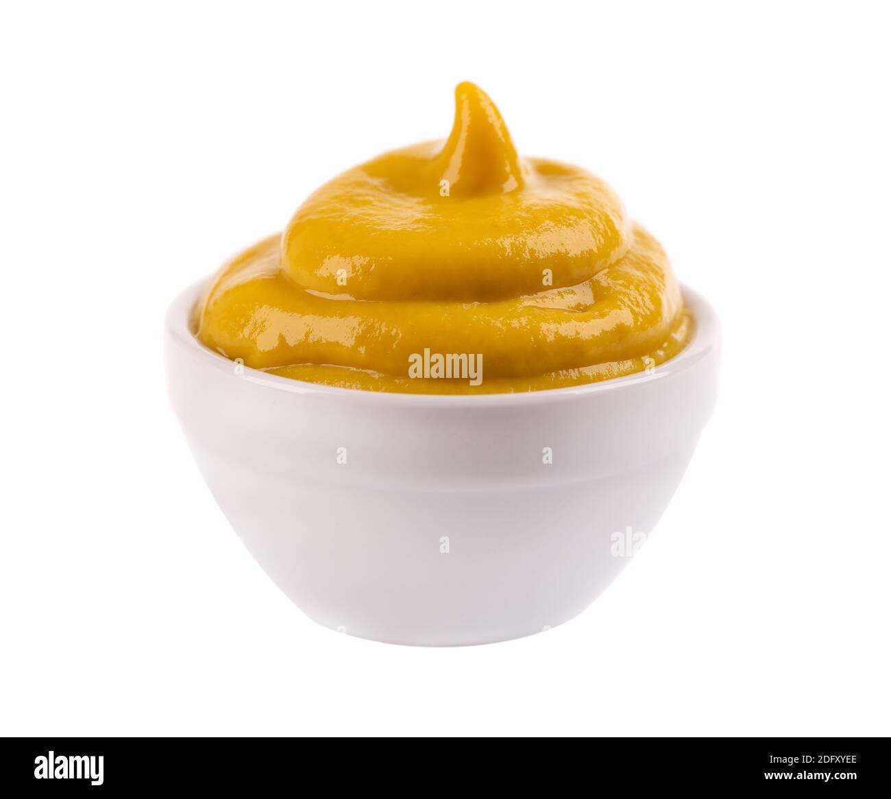 Mustard sauce in bowl, isolated on white background. Honey mustard ...