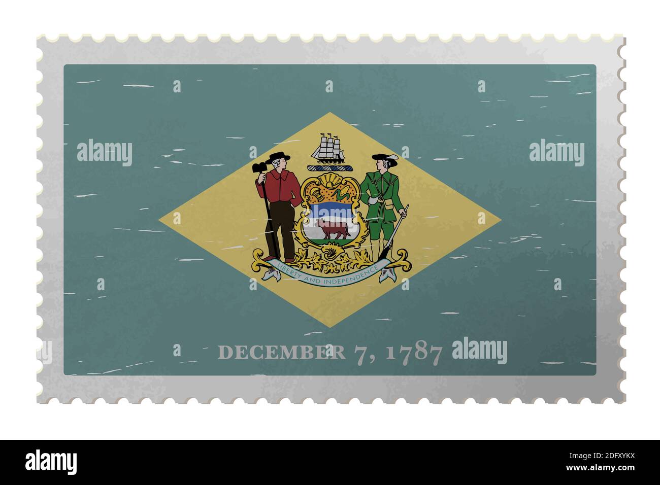 Delaware USA flag on old postage stamp, vector Stock Vector Image & Art ...