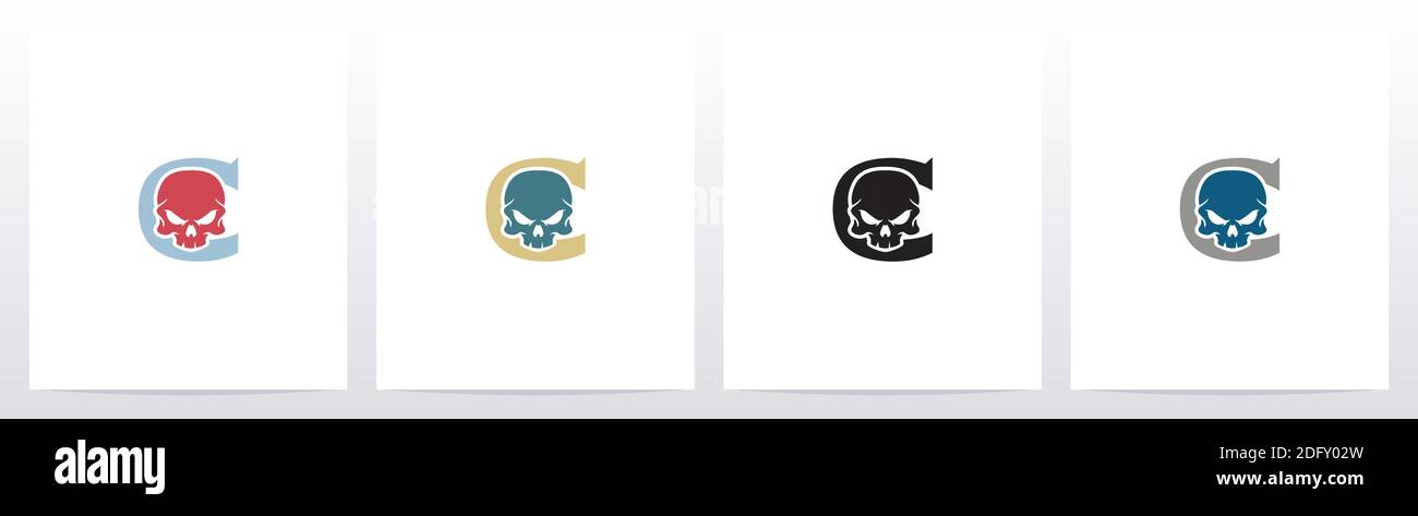 Skull On Letter Logo Design C Stock Vector Image & Art - Alamy
