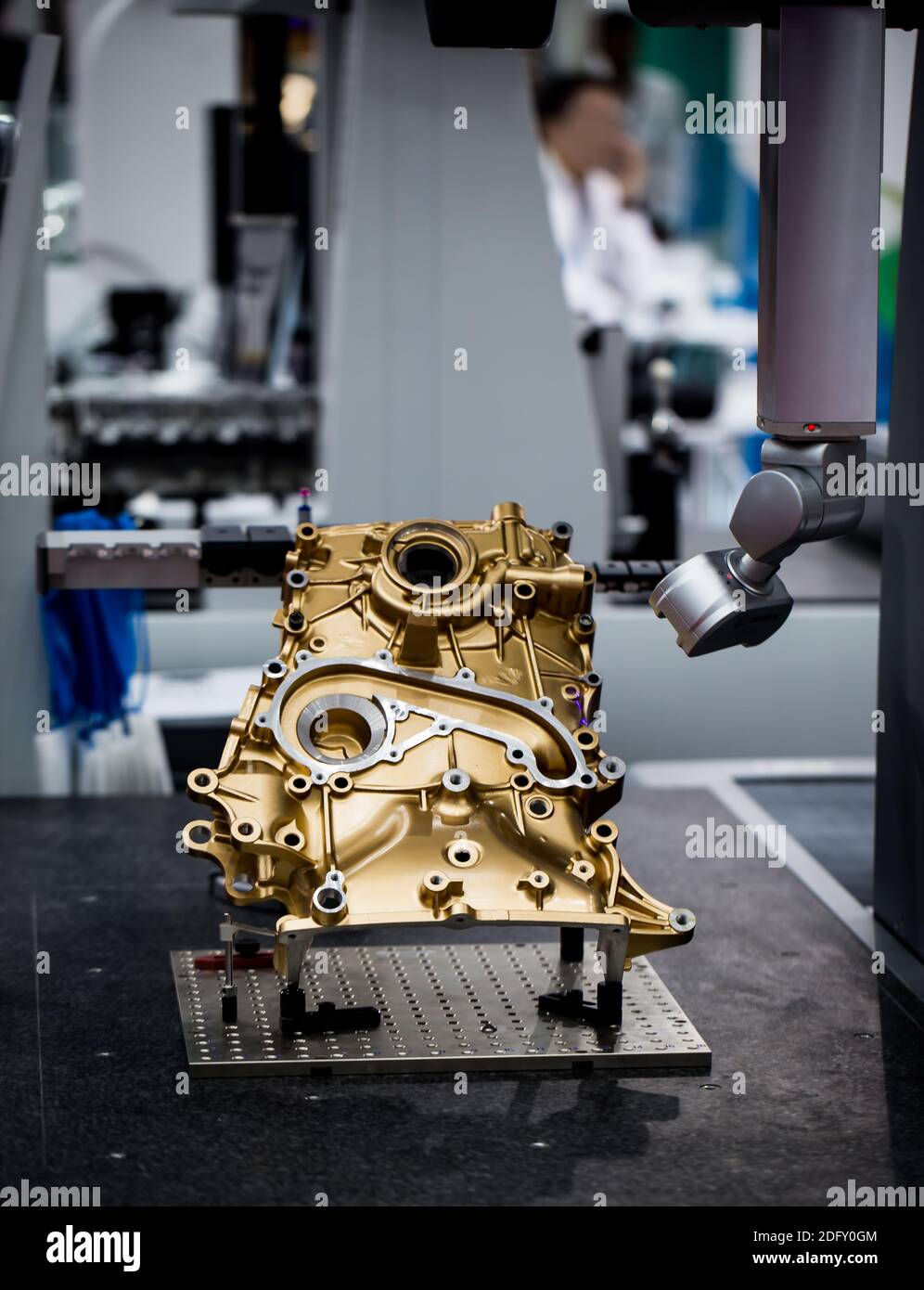 CMM Coordinate Measuring Dimension Machine inspecting engine part ...