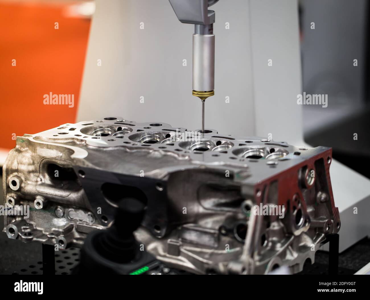 CMM Coordinate Measuring Dimension Machine inspecting engine part ...