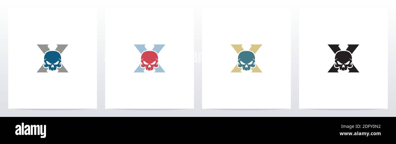Skull On Letter Logo Design X Stock Vector Image & Art - Alamy