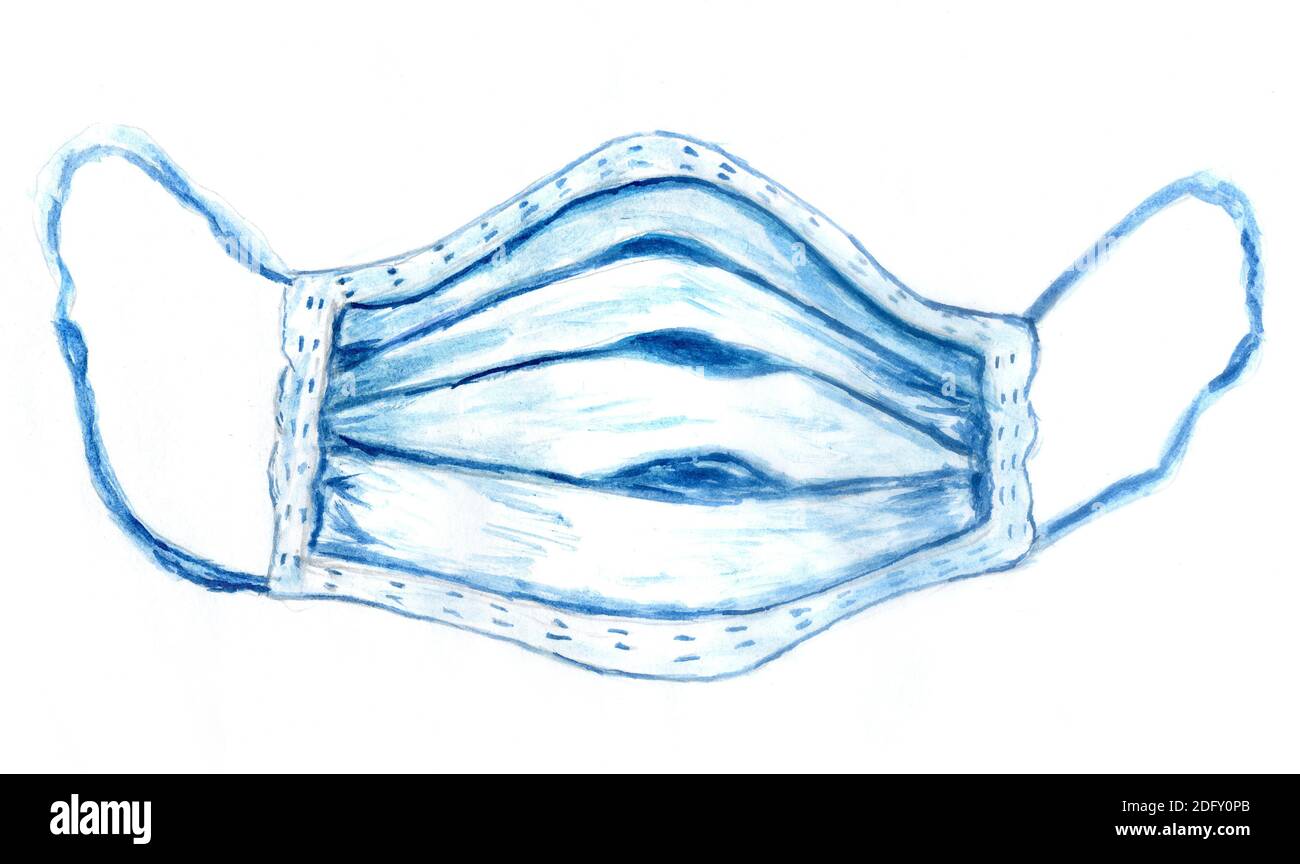 Protective face mask, respirator, hand drawn illustration Stock Photo ...