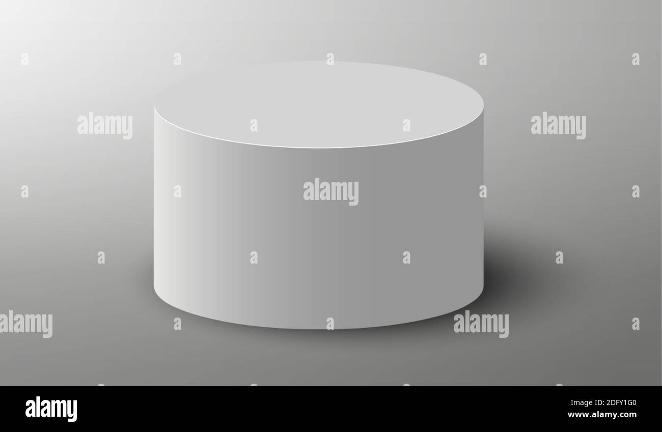 3D podium. Pedestal platform or showroom stand. White round studio ...