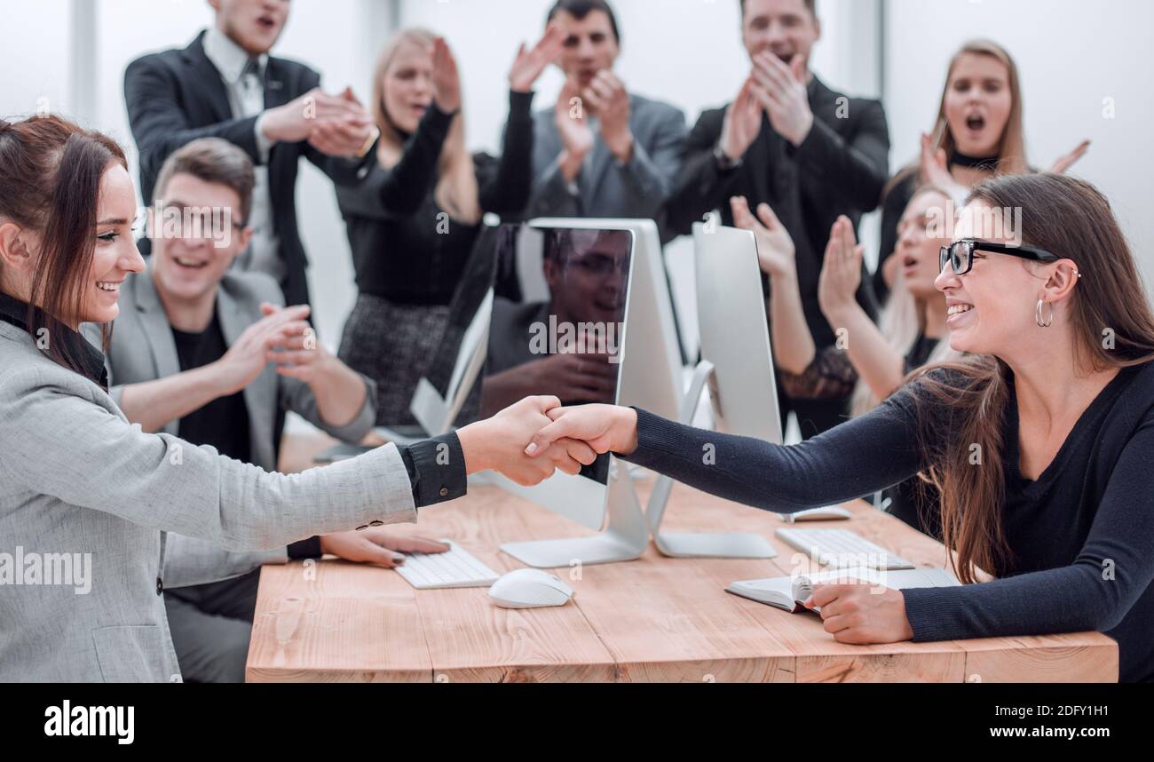 business team applauding at a work meeting Stock Photo - Alamy