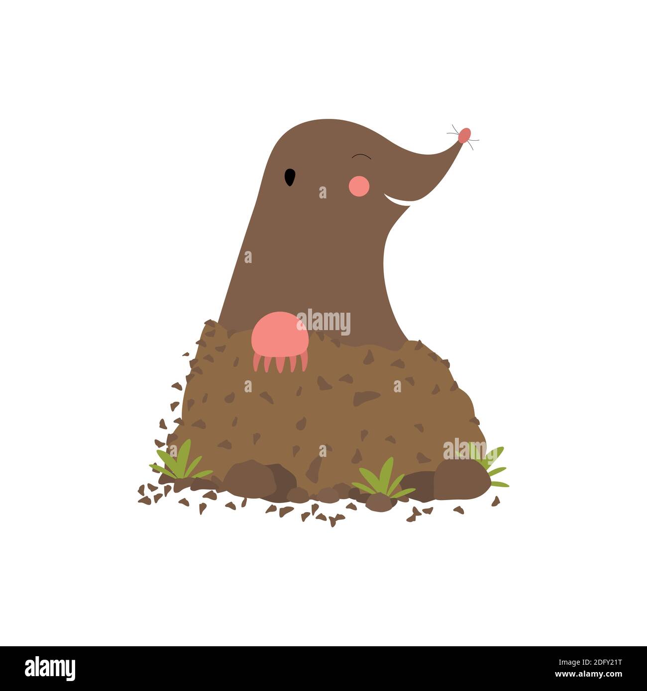 Mole digging out of the mud animal cartoon character, cheerful Stock ...