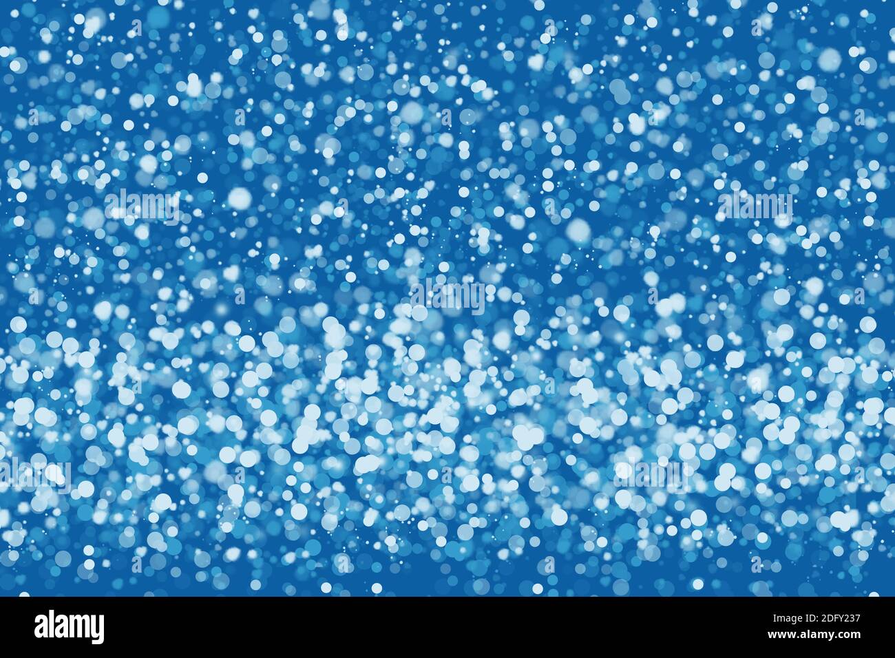 Blue snowy background for design. Shimmering snow flakes, defocus bokeh ...