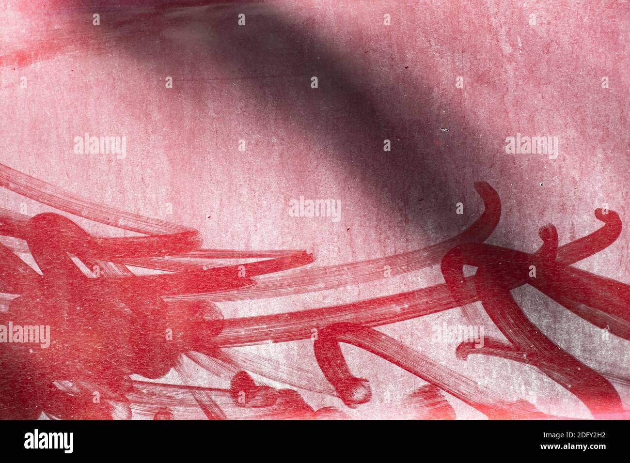 Dusty red metal surface with chaotic brush strokes. Patterned on a ...