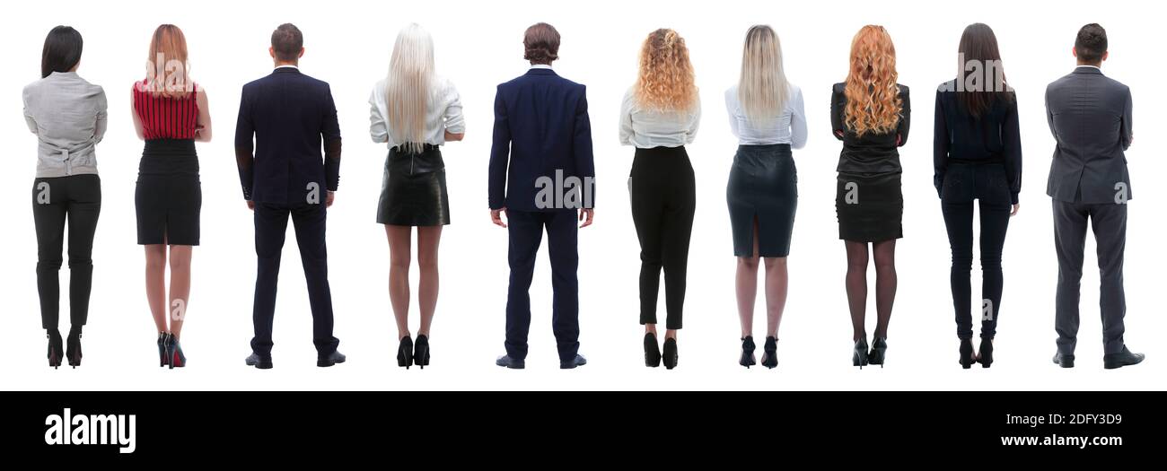 rear view. business team looking forward. isolated on white Stock Photo ...
