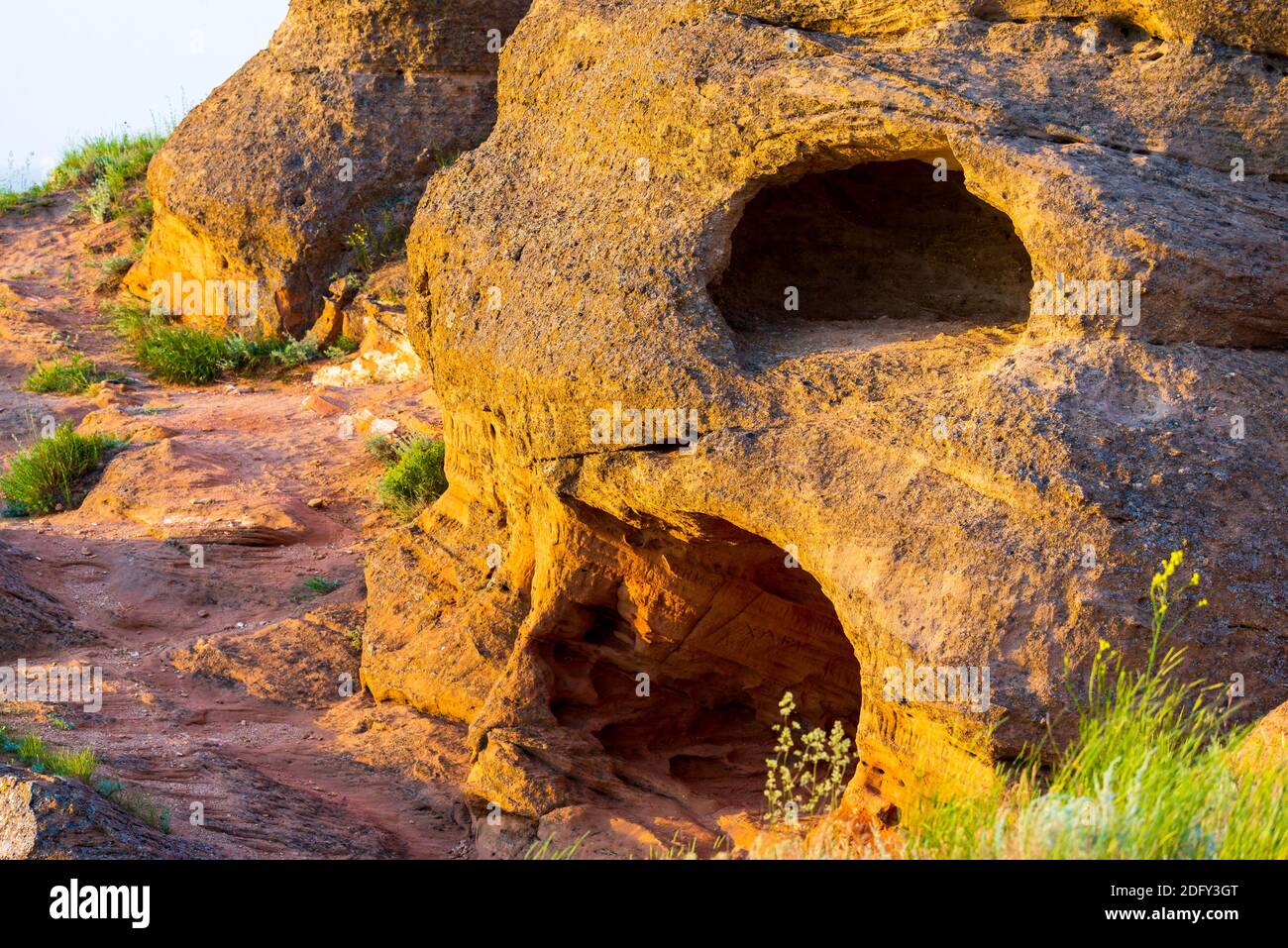 Rock erosion. Weathered of ground and stones. Geological formations ...