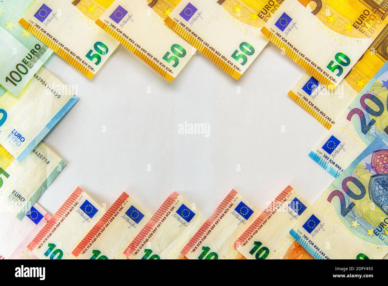 Euro banknotes frame. Money mockupbackground Stock Photo - Alamy