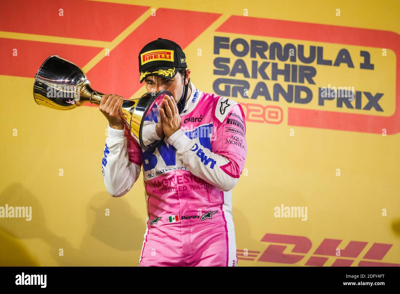podium PEREZ Sergio (mex), Racing Point F1 RP20, portrait, first win ...