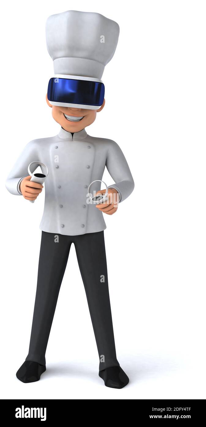 Fun 3D Illustration of a chef with a VR Helmet Stock Photo - Alamy