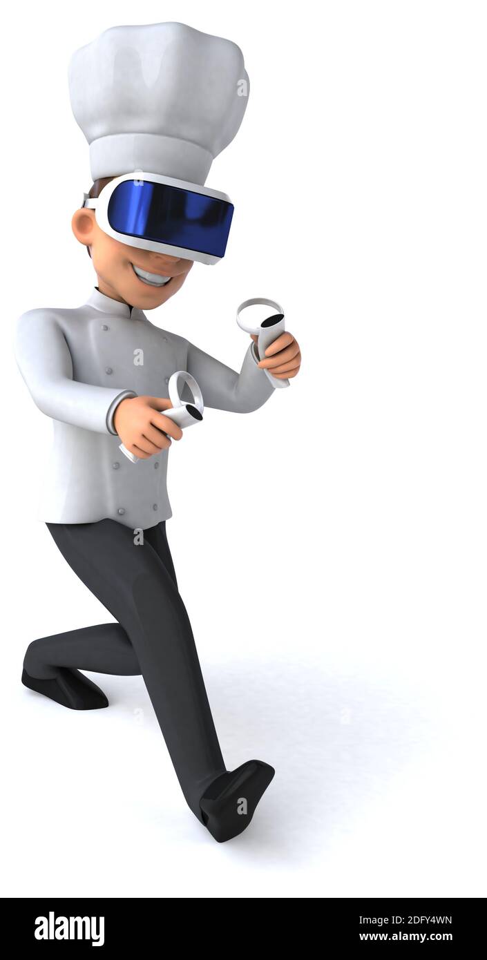 Fun 3D Illustration of a chef with a VR Helmet Stock Photo - Alamy