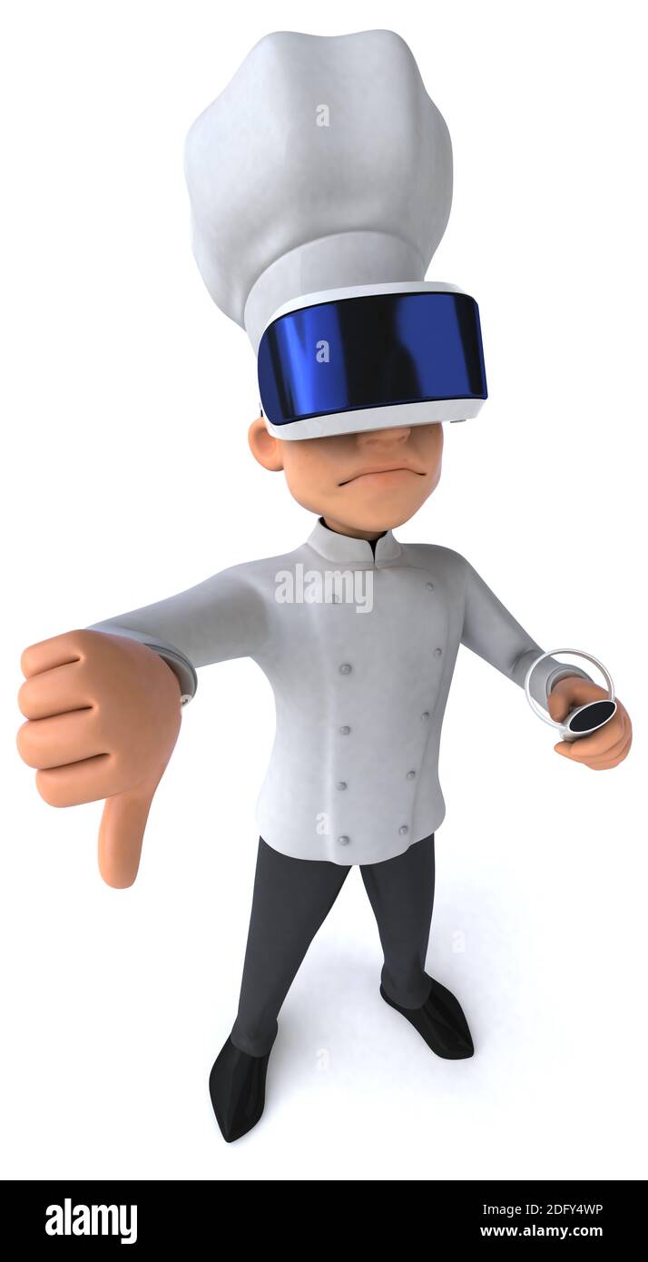 Fun 3D Illustration of a chef with a VR Helmet Stock Photo - Alamy