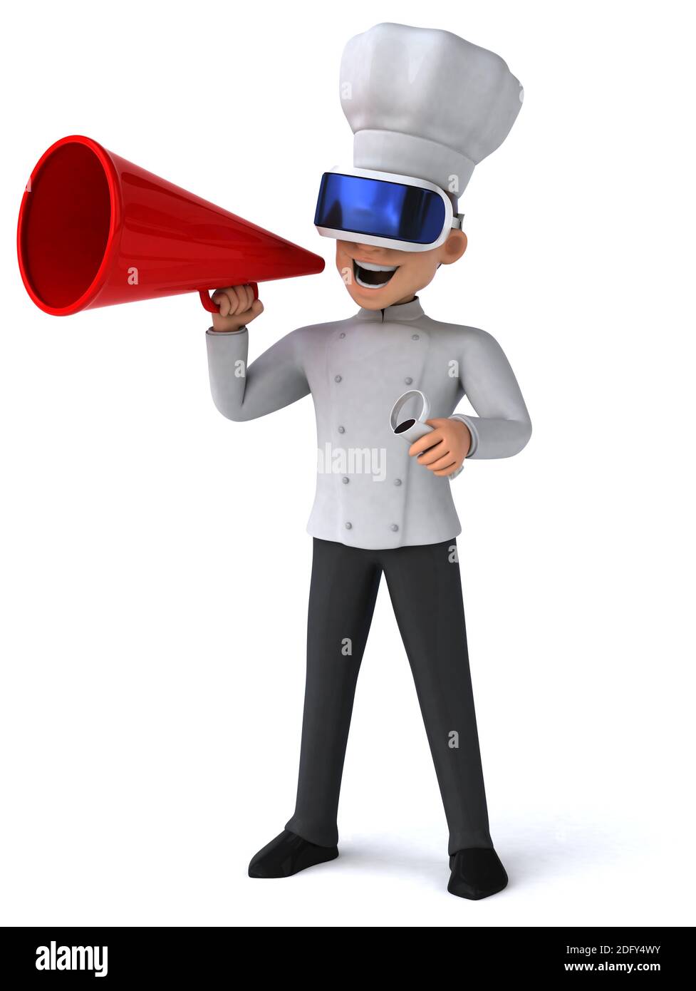 Fun 3D Illustration of a chef with a VR Helmet Stock Photo - Alamy