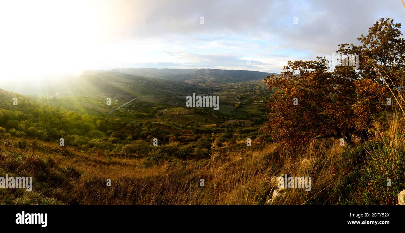 Beautiful sunset in the valley Stock Photo - Alamy