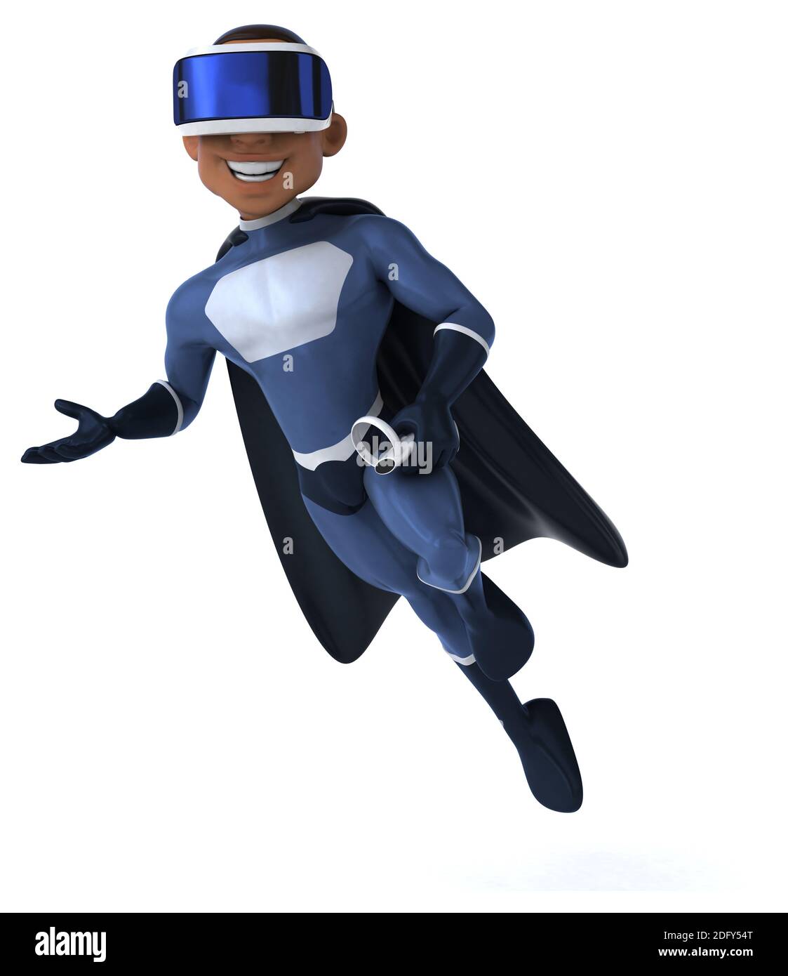 Fun 3D Illustration of a superhero with a VR Helmet Stock Photo - Alamy