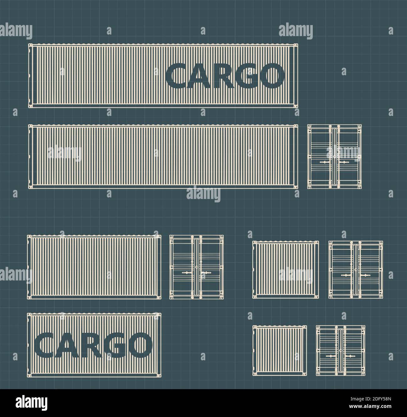 Stylized vector illustration of a Containers drawings Set Stock Vector ...