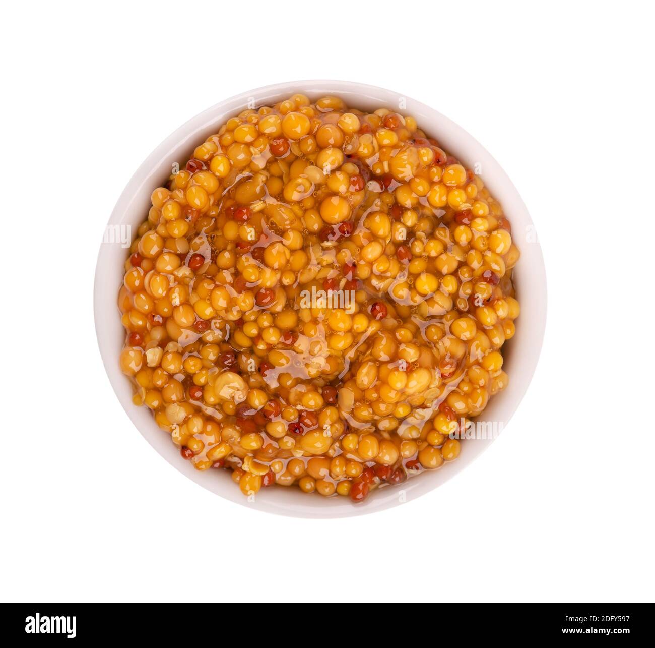 Grain mustard sauce in bowl, isolated on white background. Mustard ...