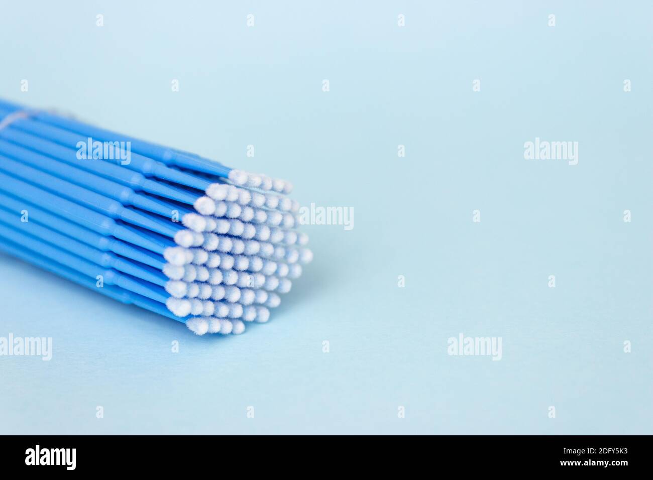 Blue microbrushes, small brushes for cleaning eyelashes and teeth. Blue ...