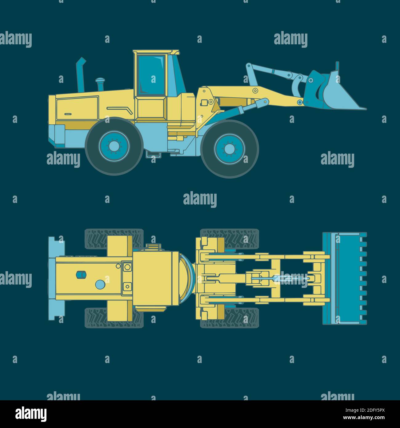 Stylized vector illustrations of Heavy loader drawings Stock Vector ...