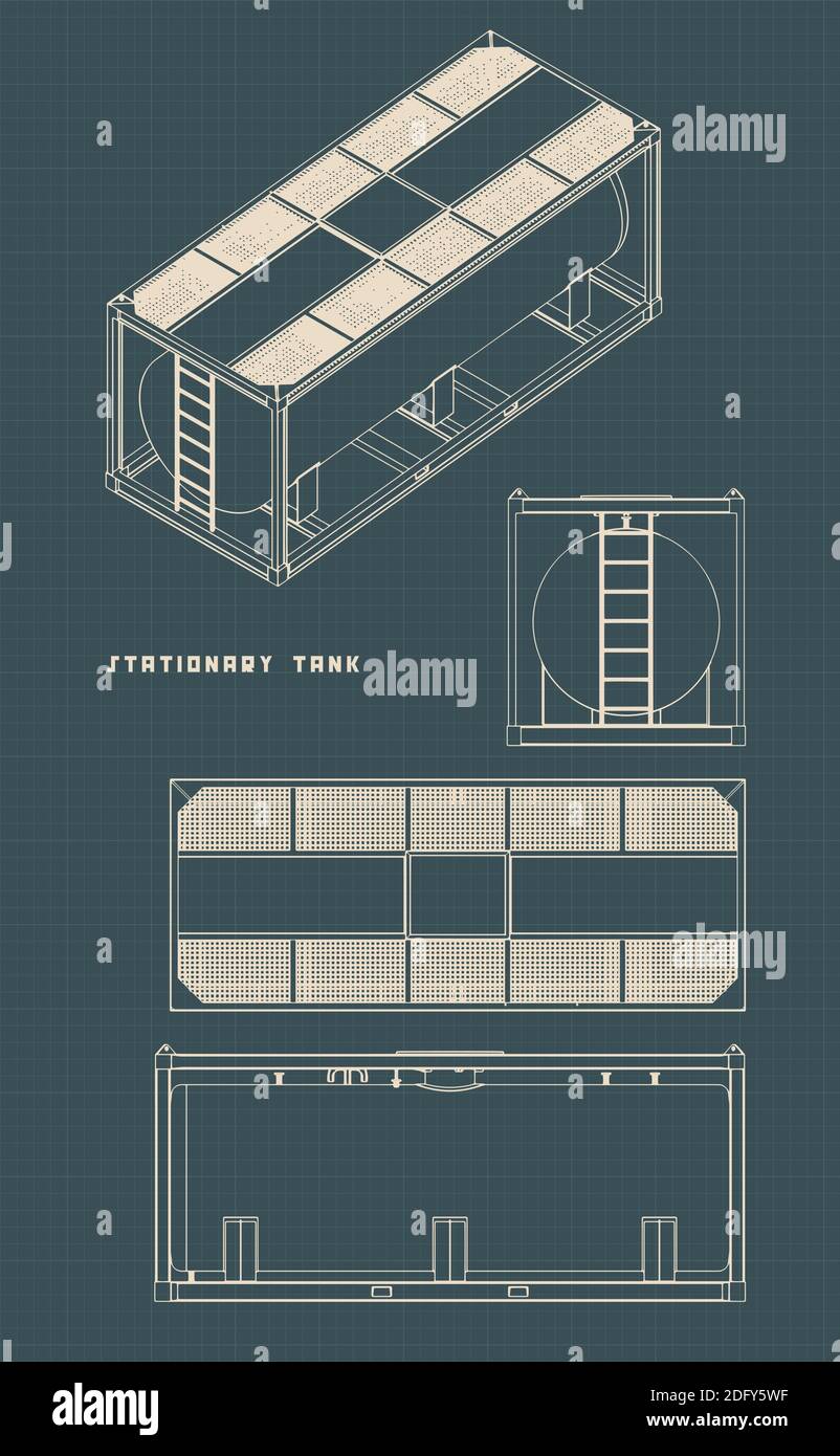 Vector illustration of drawings of a multipurpose fluid tank Stock ...