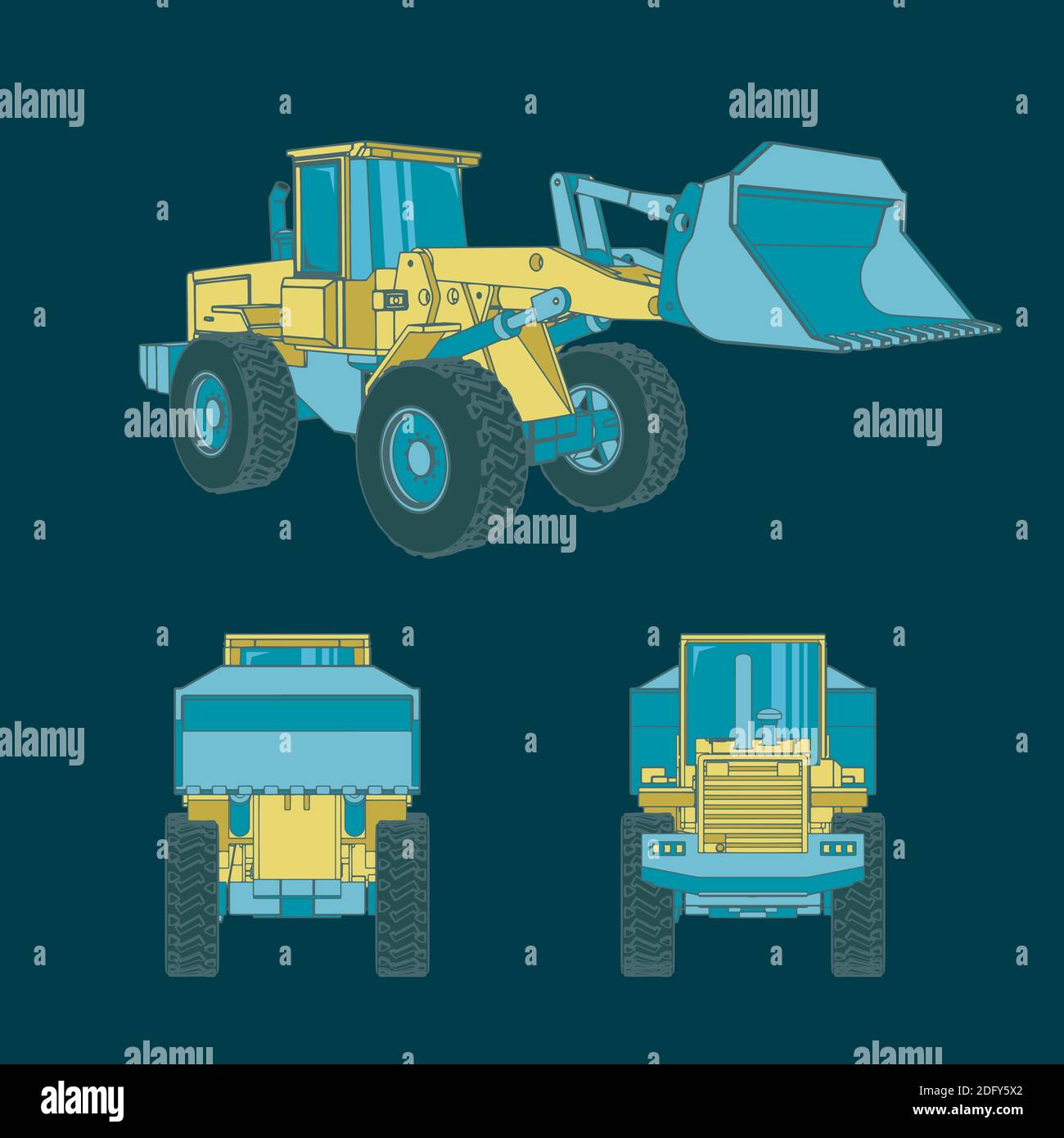 Stylized vector illustrations of Heavy loader drawings Stock Vector ...