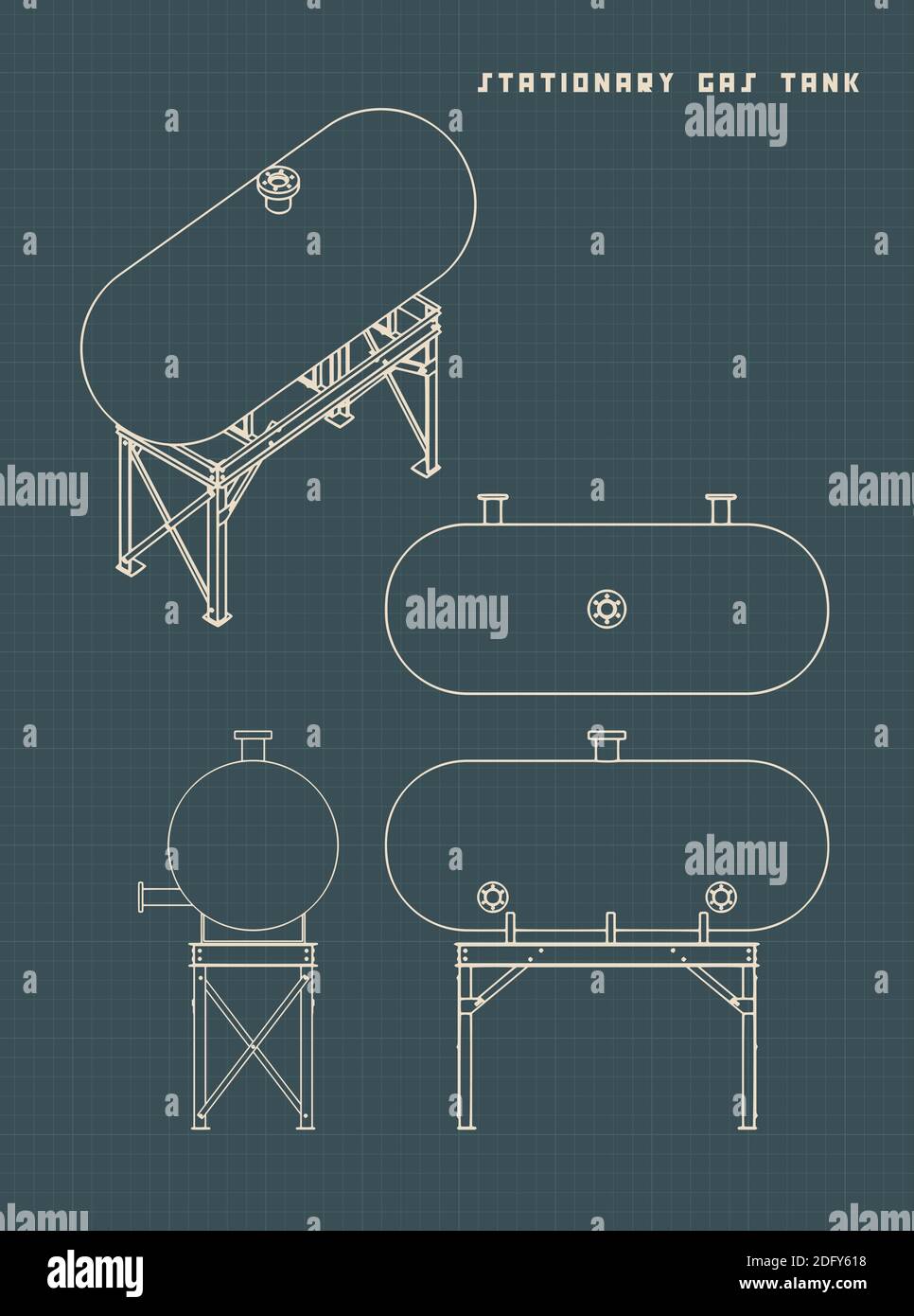 Vector illustration of drawings of a stationary gas tank Stock Vector ...