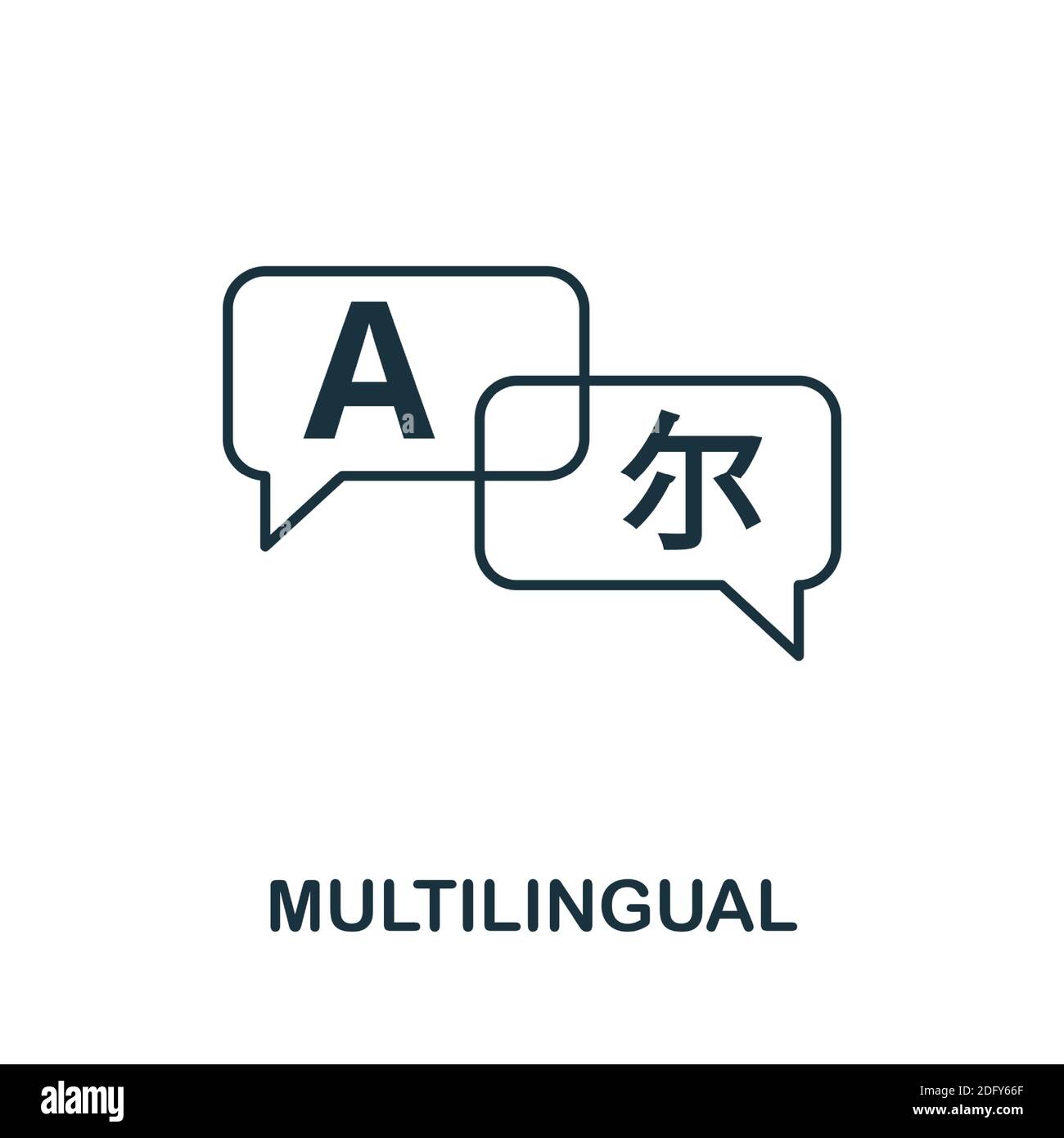 Multilingual icon. Line style element from life skills collection. Thin ...