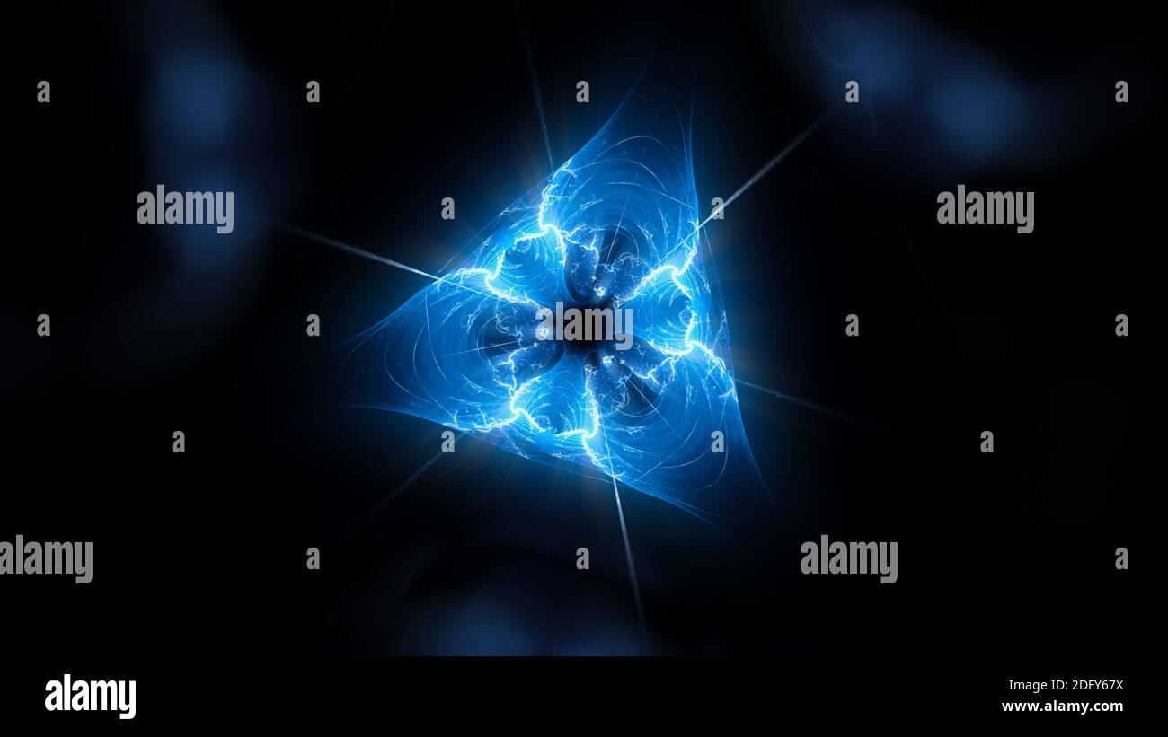 Blue glowing quantum fractal energy in space, computer generated abstract background, 3D ...