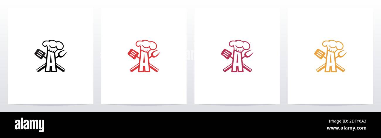 Spatula And Chef Hat On Letter Logo Design A Stock Vector Image & Art ...
