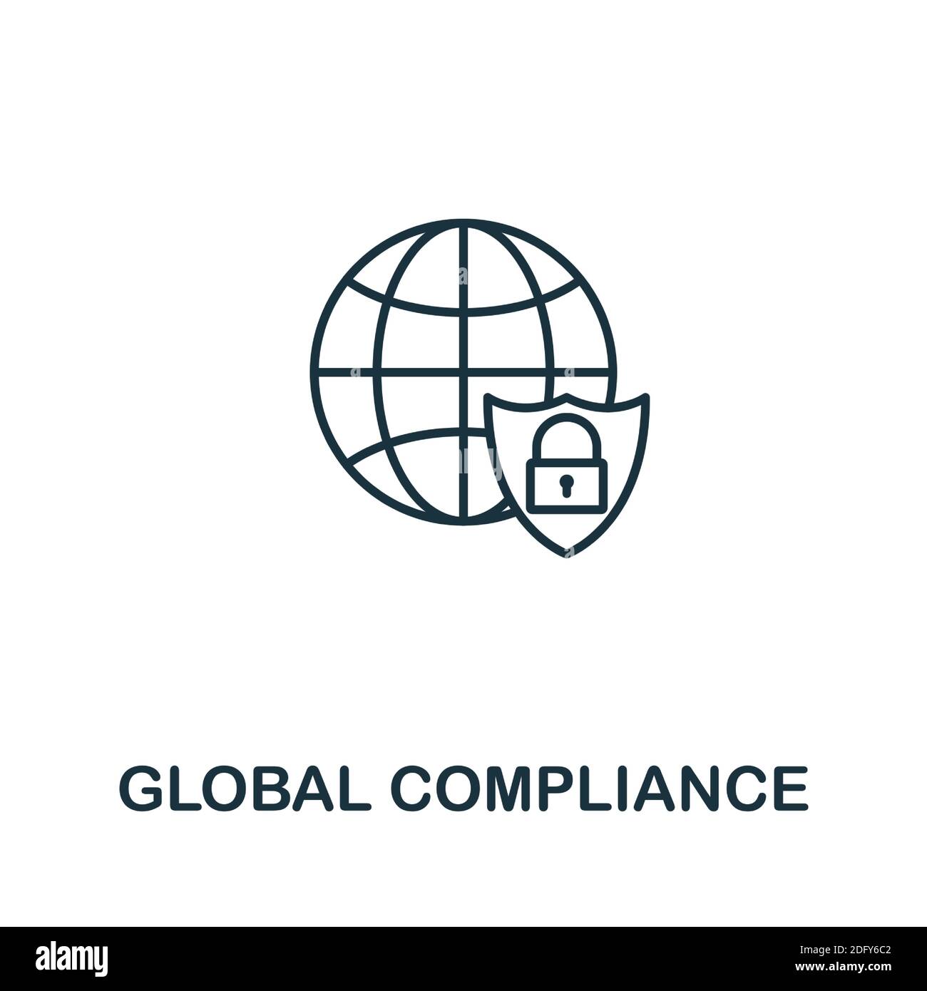 Global Compliance icon. Line style element from gdpr collection. Thin ...