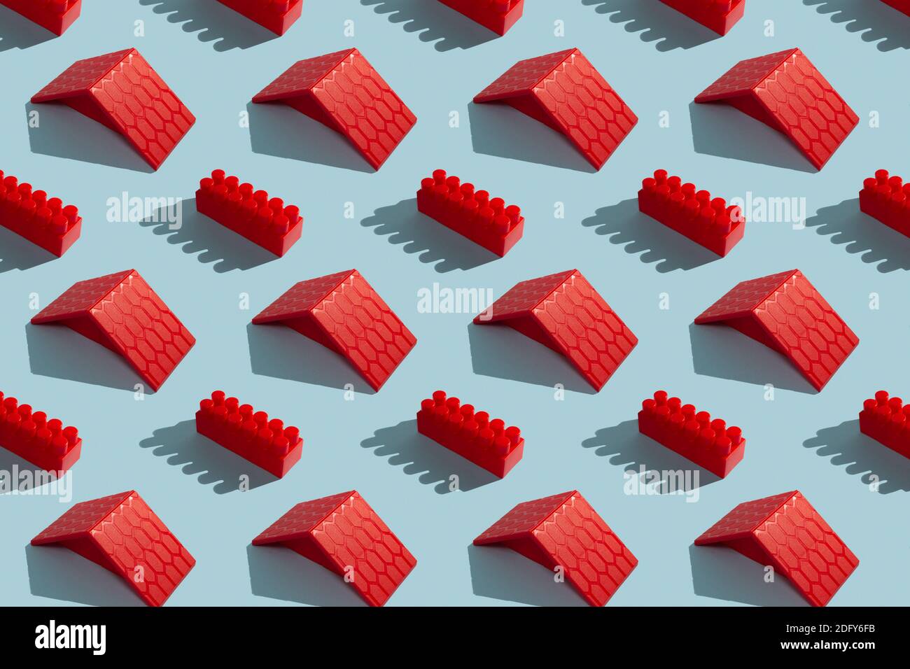 Constructor blocks on a blue background, seamless pattern.Construction ...